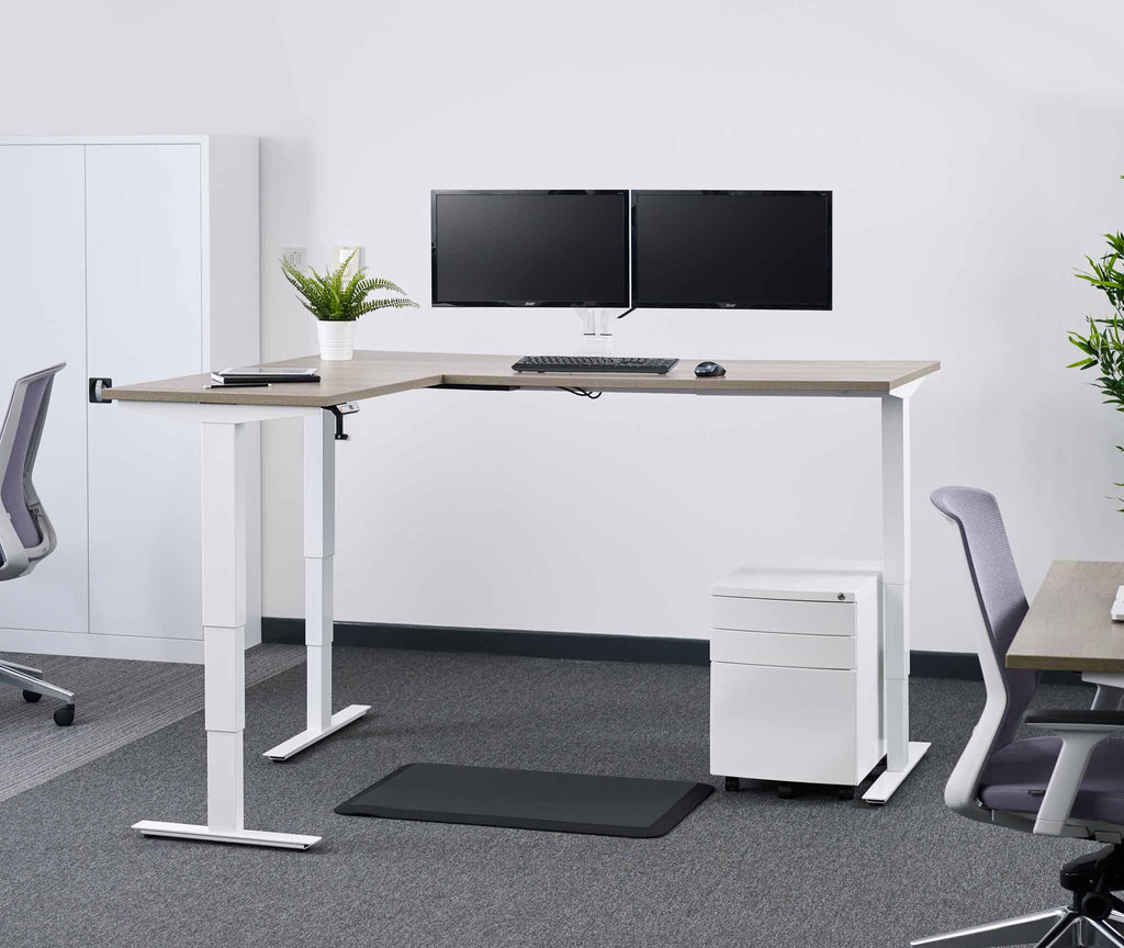 Atlas Triple Motor L-Shaped Corner Desk | Ergo Desks